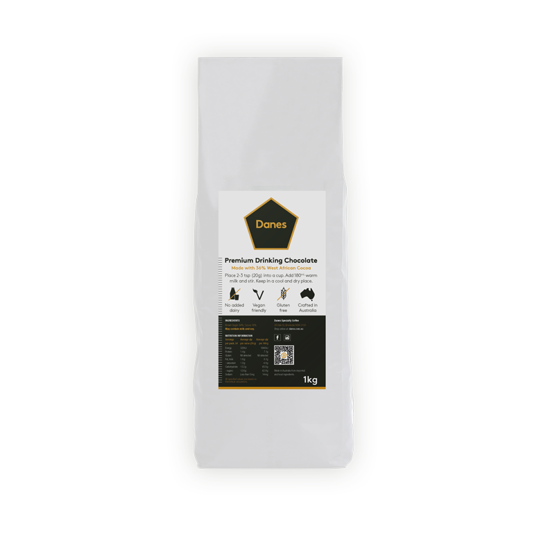 Danes Premium Drinking Chocolate 1kg - 36% | Danes Coffee Roasters